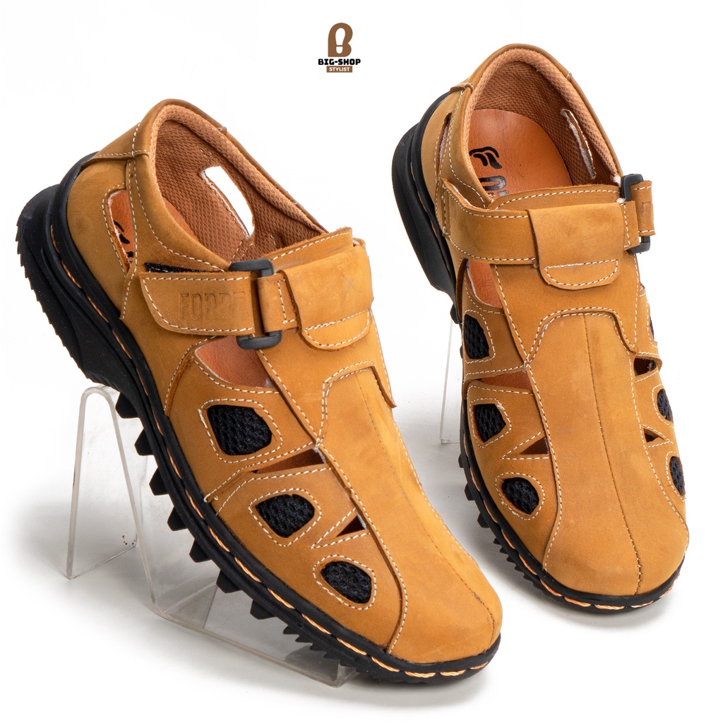 Jual Sepatu Sendal Pria Casual Kulit Sapi Asli Sandal Aligator B305 ...