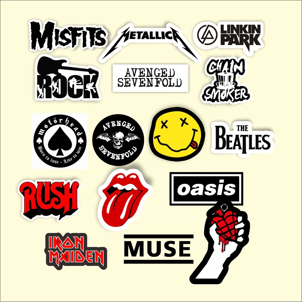 Jual Stiker Sticker Band Rock Metal Paket 15 Pcs series Black White ...