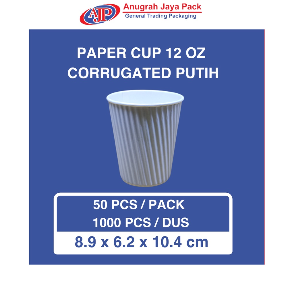 Jual Paper Cup 12 Oz Corrugated PUTIH - Gelas Kertas Minuman Panas 12 ...