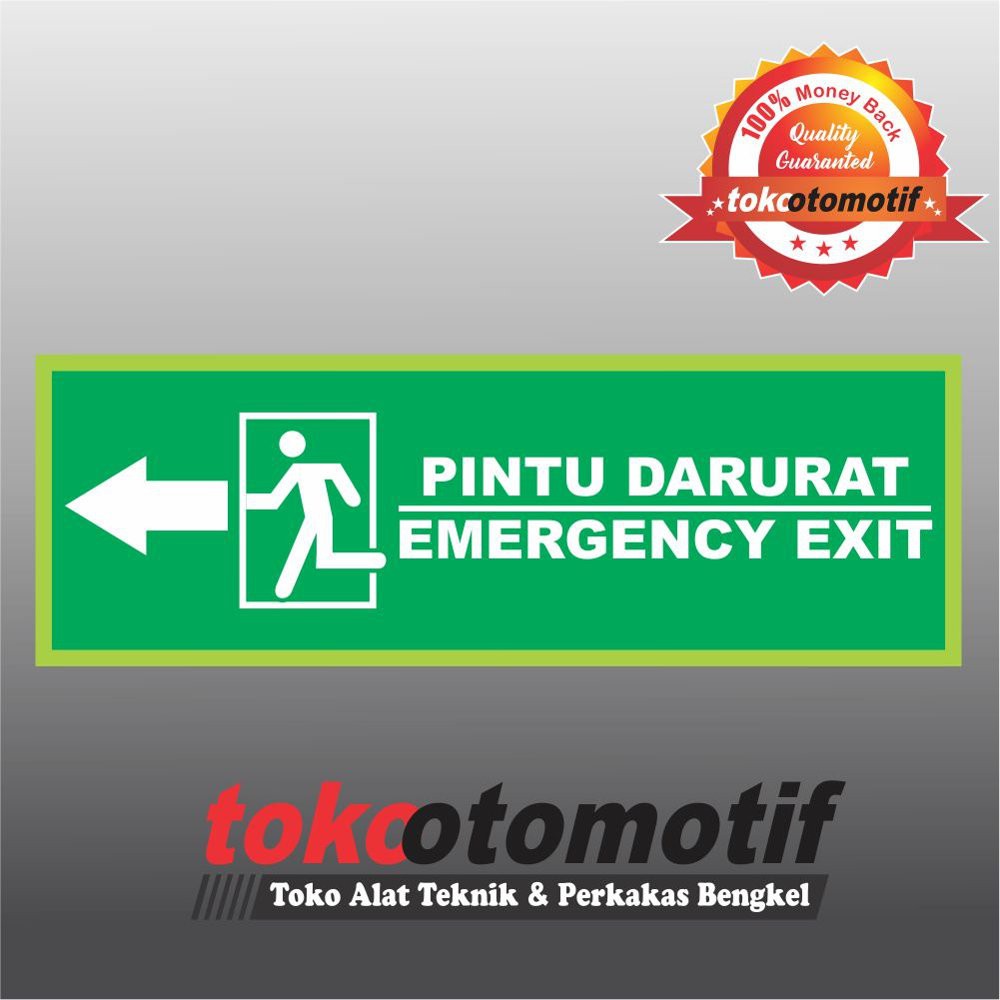 Jual Sticker Safety Sign K3 Tanda Arah Pintu Darurat - Emergency Exit ...