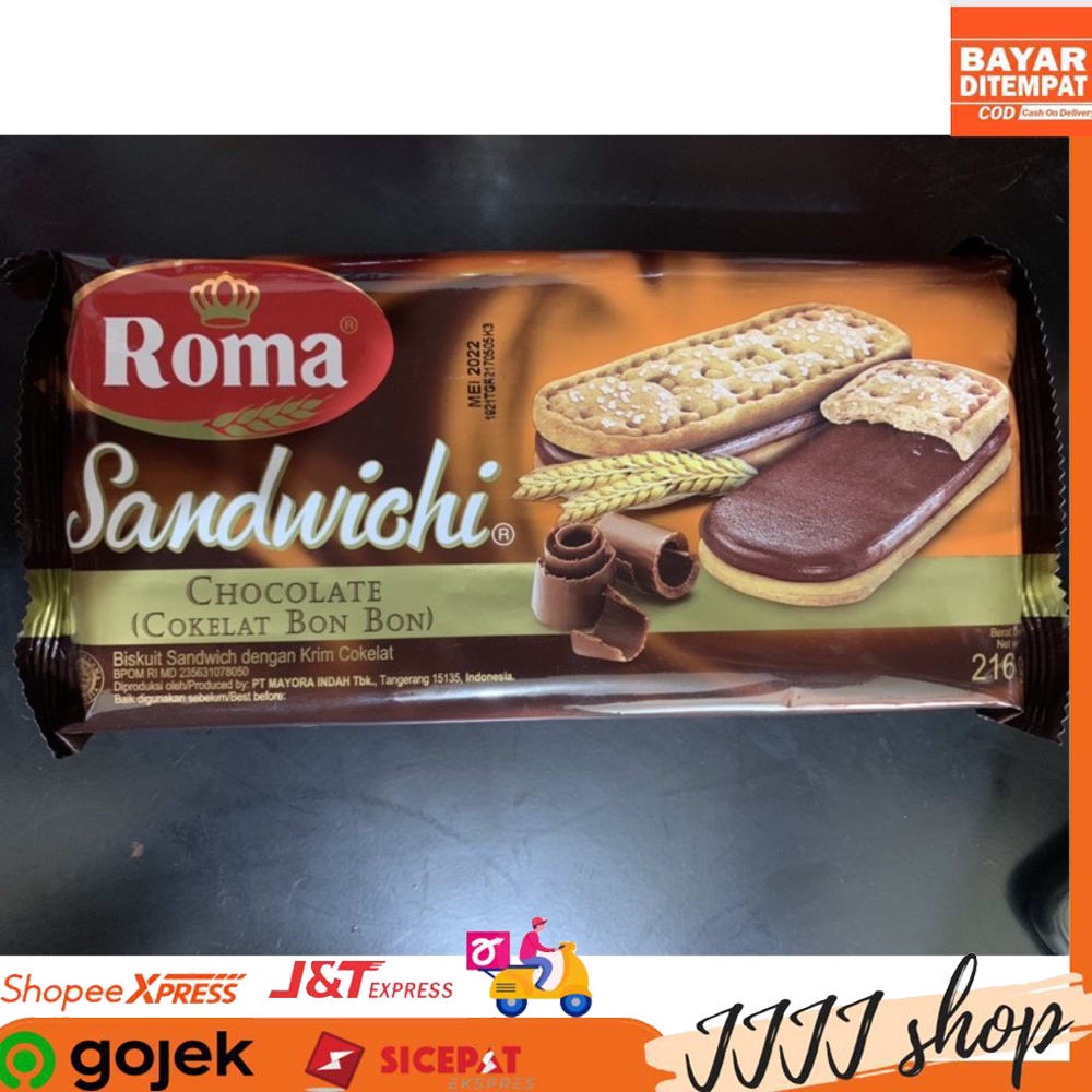 Jual Roma Biskuit Sandwich Chocolate Bon Bon Snack Cemilan Rasa Cokelat ...