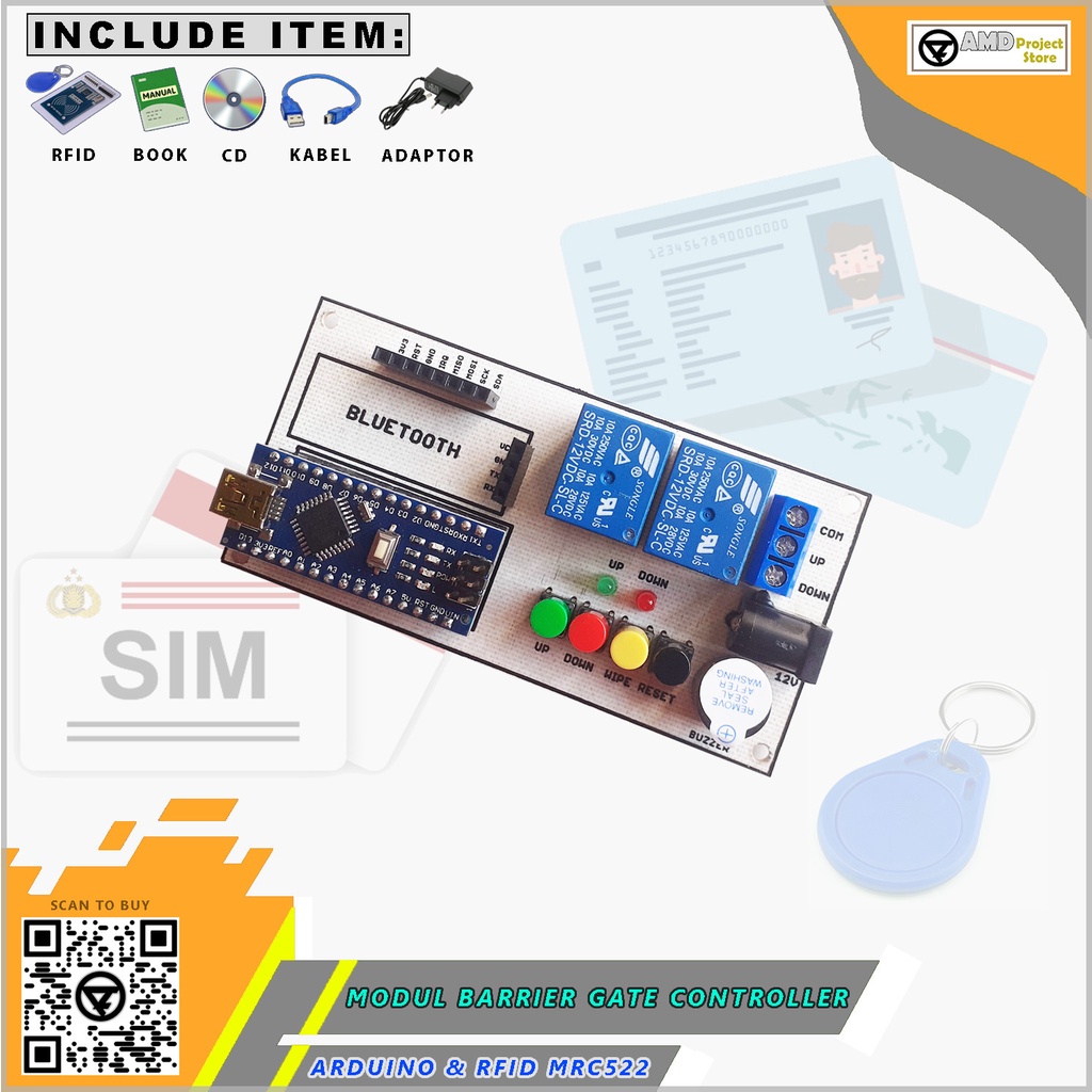 Jual Modul Kontroler Barrier Gate Arduino RFID Support Mx Series ...