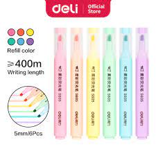Jual Deli Highlighter Pena Macaroon 6 Warna S605 (6pcs) | Stabilo Deli ...