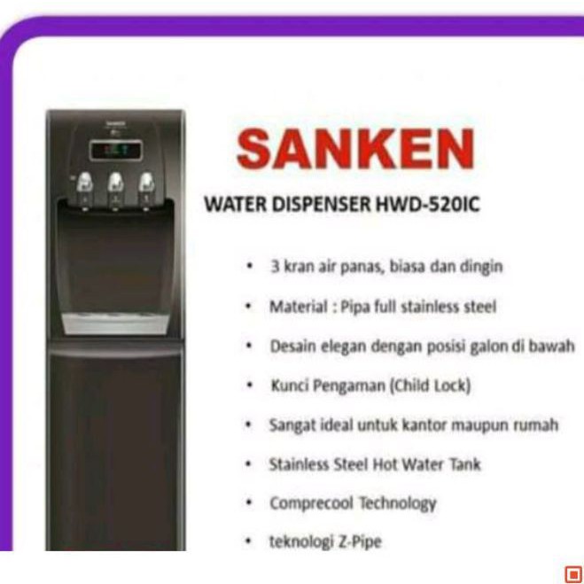 Jual Dispenser Sanken Galon Bawah HWDC520ic 3 kran pipa stainless steel ...