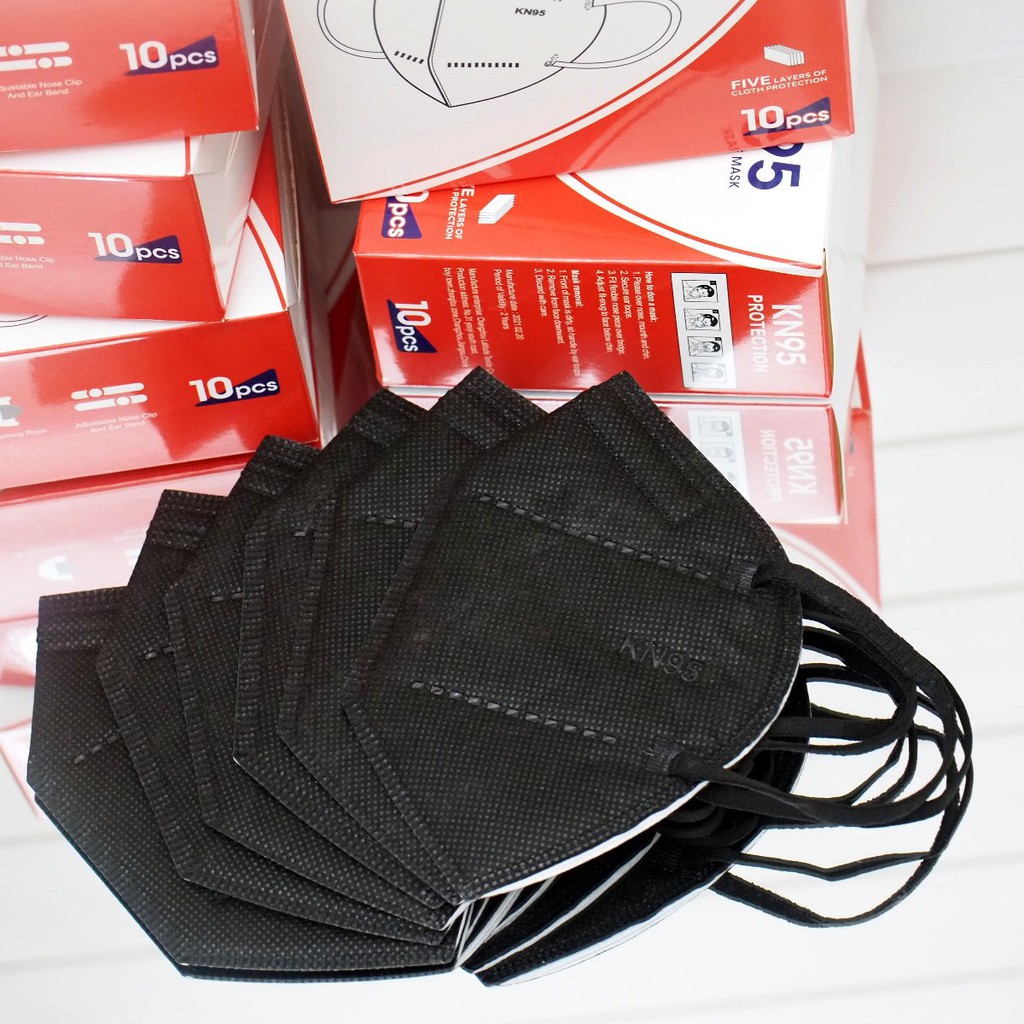 Jual Masker KN95 1 BOX ISI 10 N95 Black Hitam Abu KF94 Duckbill Korea Warna Anak Dewasa Medis ...