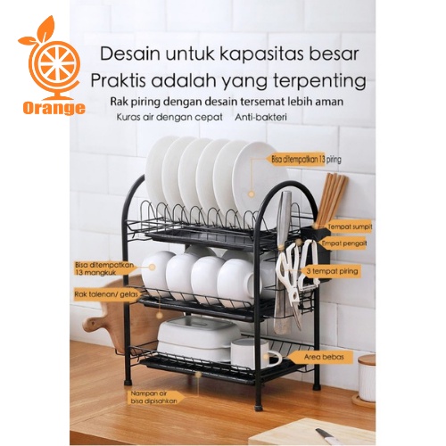 Jual Rak Piring Stainless Minimalis portable 2 Susun rak dapur ...
