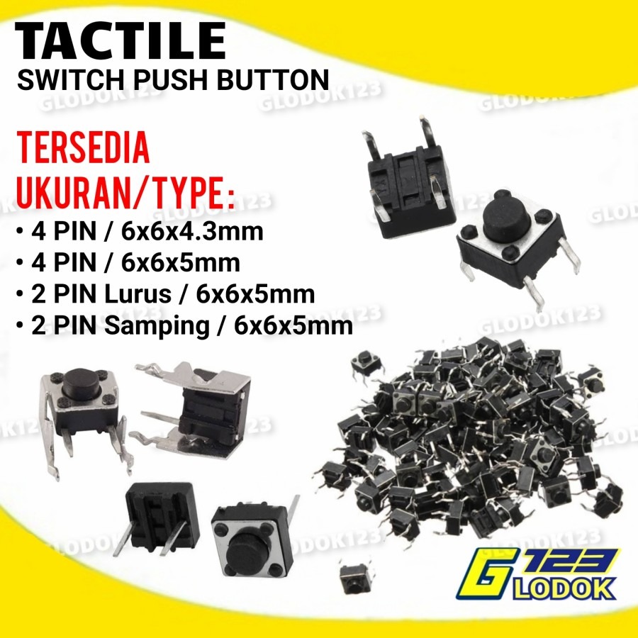 Jual Tactile Switch Push Button SMD 6x6 2P 4P PIN Tombol Micro ...