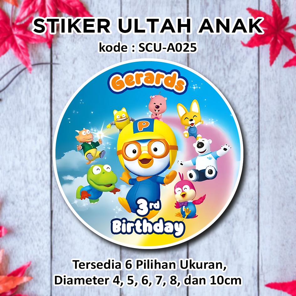 Jual STIKER ULANG TAHUN ANAK PORORO BIRTHDAY STICKER LABEL BINGKISAN ...