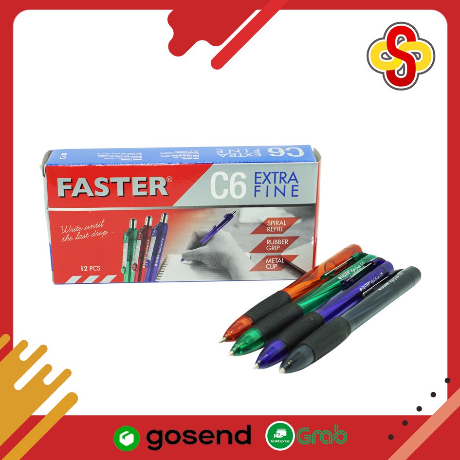Jual Pulpen Cetek / BallPoint Pen Faster C6 Extra Fine - Hitam | Shopee ...