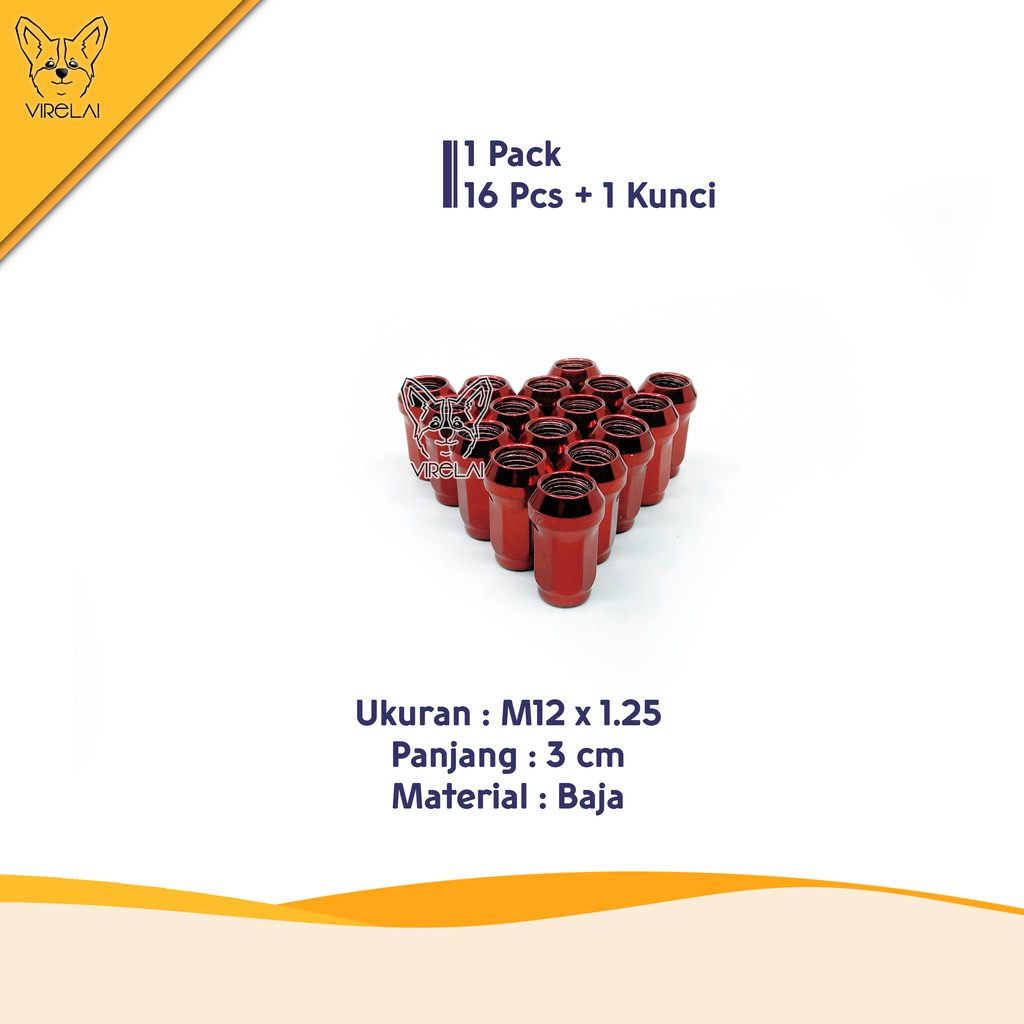 Jual Mur roda racing MAX GUARD warna ukuran 12 x 1.5 /1.25 [Merah ...