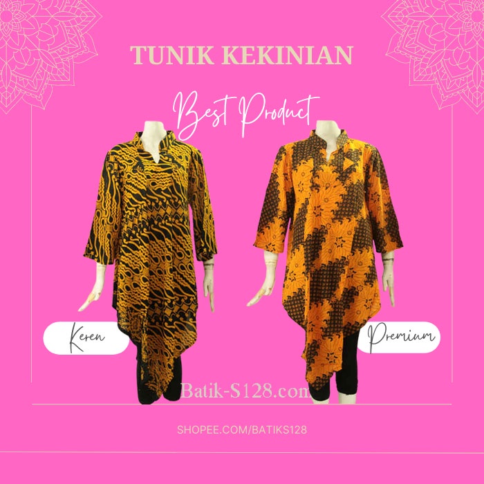 Jual Batik S128 Dress Batik Tunik Batik Bahan Paris Unik Kekinian Motif ...
