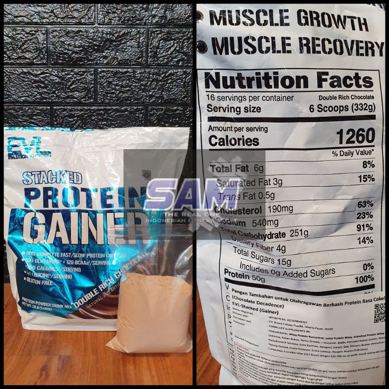 Jual Suplemen Fitness Eceran Repack EVL Stacked Protein Gainer 1 lb ...
