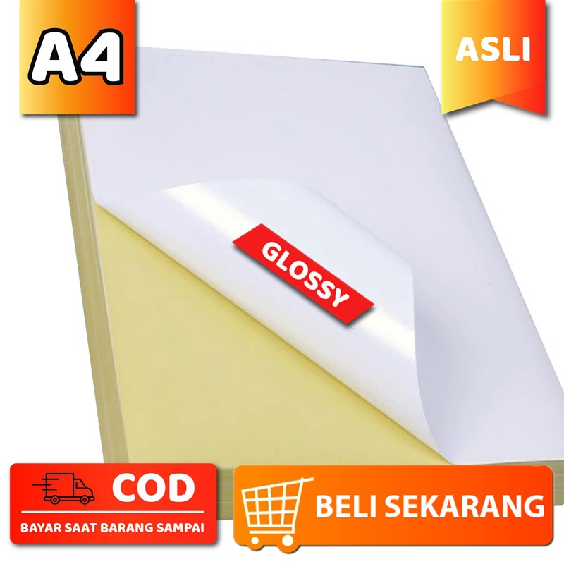 Jual Kertas Stiker A4 Polos Isi 50 Lembar / Stiker Glossy Mengkilap | Shopee Indonesia
