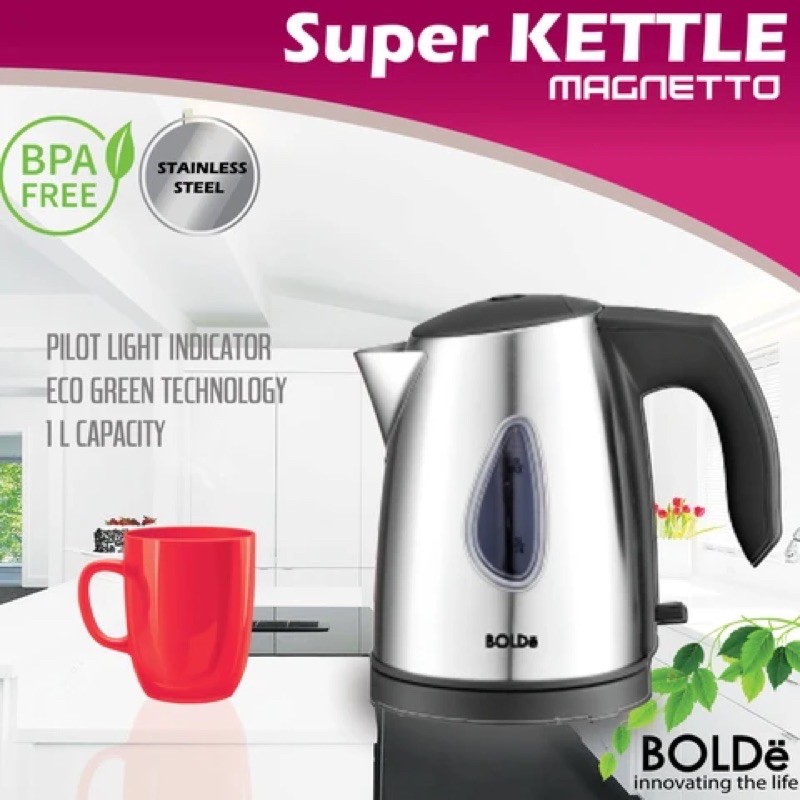 Jual BOLDe Kettle Listrik Magnetto Teko Listrik 1 Liter Stainless Steel ...