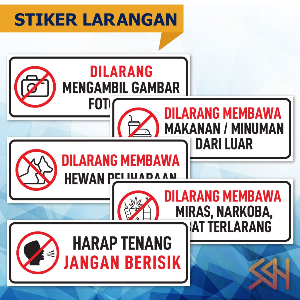 Jual Sticker Stiker | Larangan Dilarang Membawa Makanan, Minuman, Hewan ...