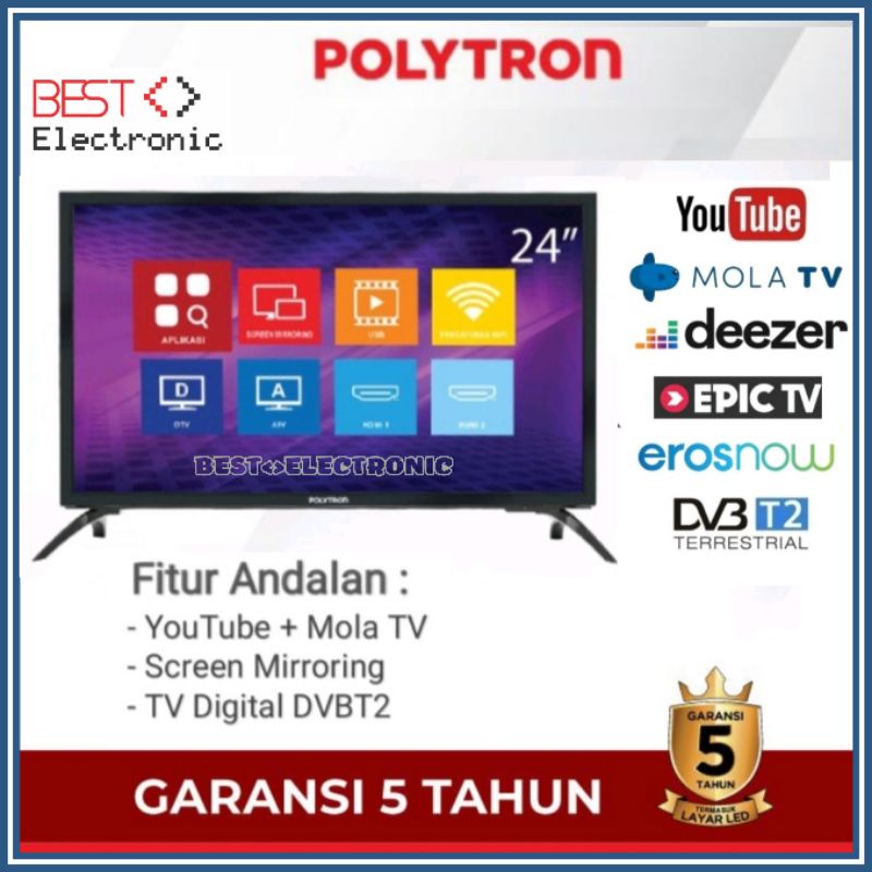 Jual Polytron Led Smart TV 24 Inch PLD 24CV1869 / Digital Youtube Mola | Shopee Indonesia