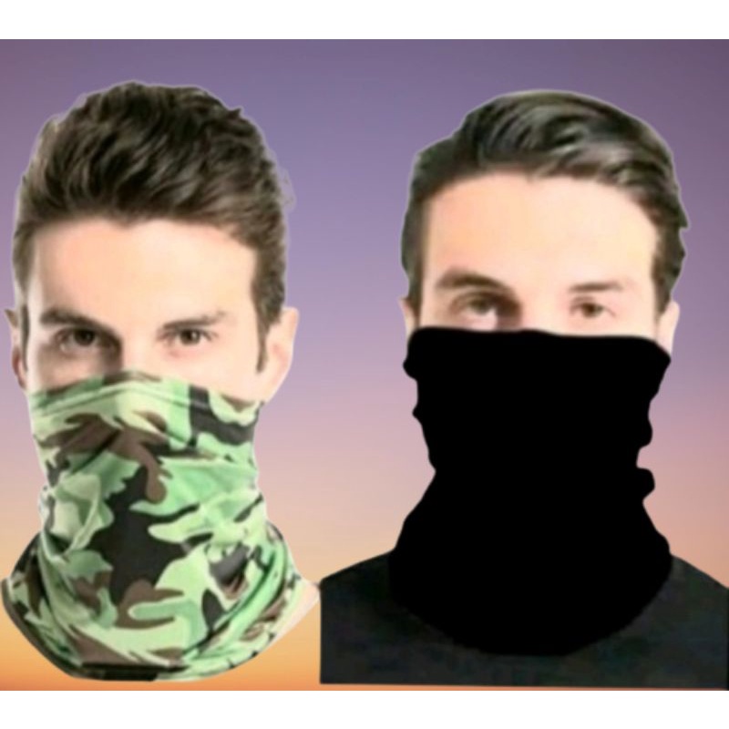 Jual MASKER MULTI FUNGSI (BUFF) HITAM POLOS DAN LORENG ISI 3PCS ...