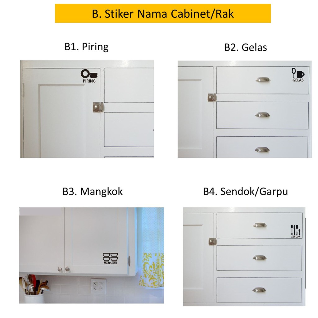 Jual Stiker Tag Nama Cabinet Rak Kitchen Set Sticker Dapur Piring Gelas ...
