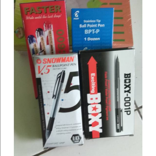 Jual Paket hemat pulpen ballpoint boxy + snowman + faster + pilot ...