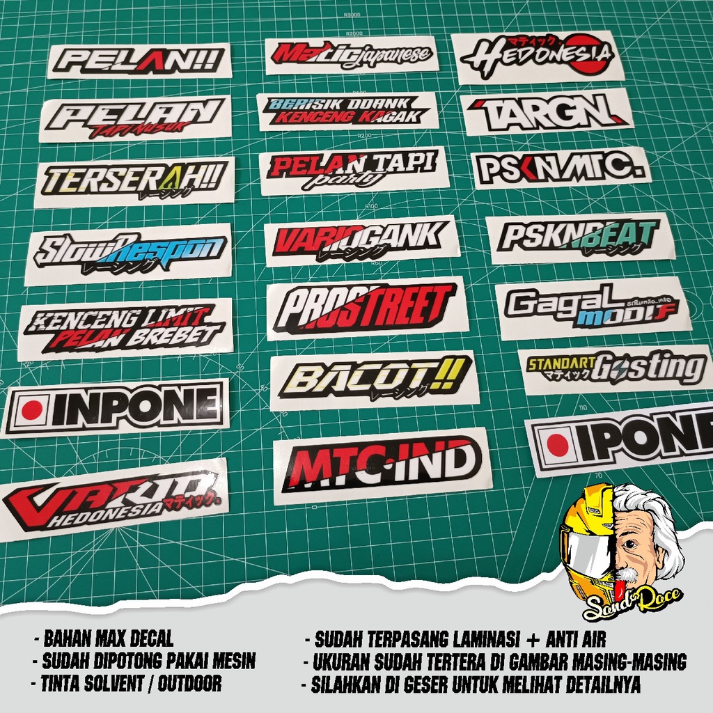 Jual stiker pack racing glosy / stiker kata kata / stiker viral ...