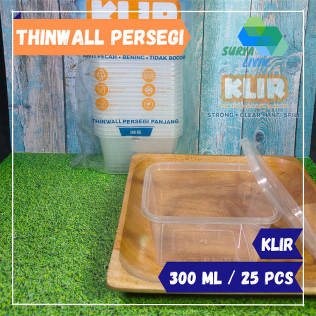Jual Thinwall Kotak Makan Food Container Persegi Panjang 300 Ml Klir