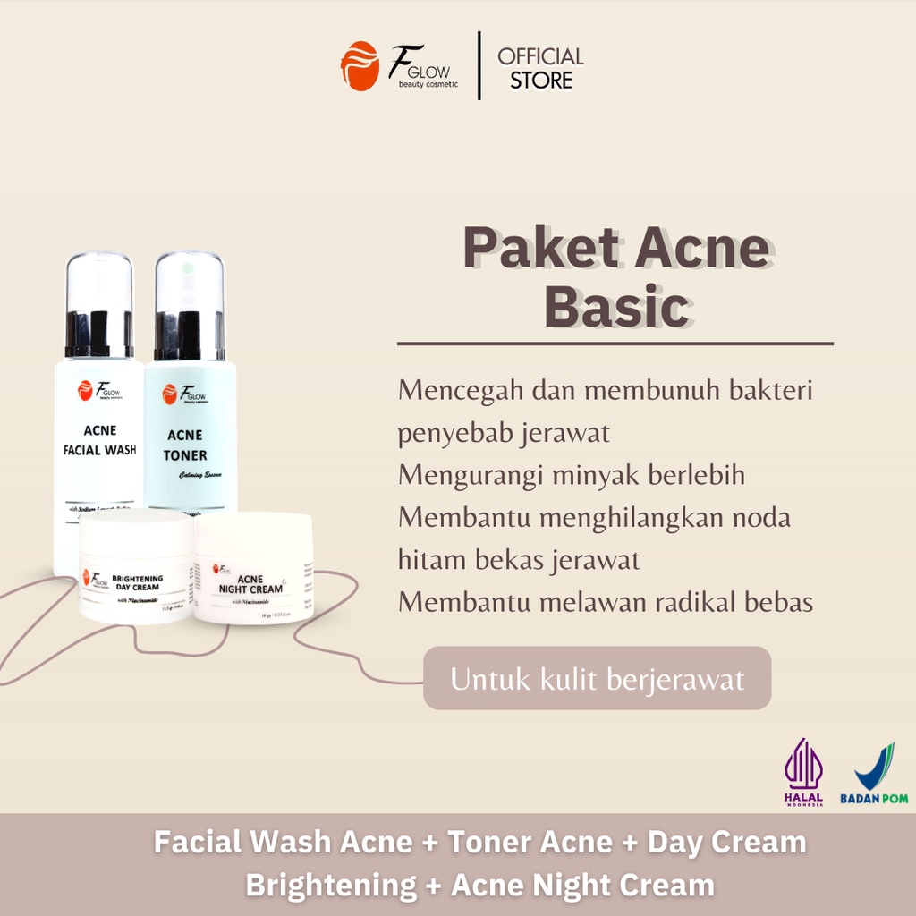 Jual FGLOW/ACNE BASIC/ACNE SERIES/KULIT BERJERAWAT/PAKET BASIC ACNE/PERAWATAN WAJAH/BERJERAWAT ...