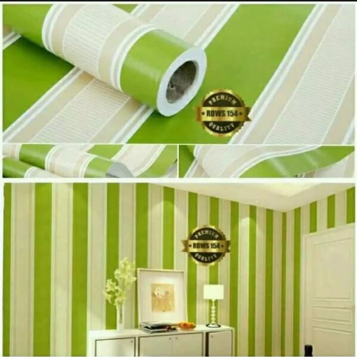 Jual Wallpaper Dinding Kamar Tidur Sticker Walpaper Stiker Dekorasi Rumah Motif Salur Garis ...