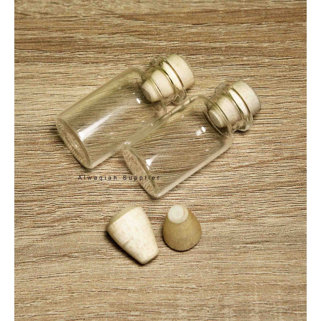 Jual BOTOL KACA CHARM 5ml 10ml 15ml Tutup Gabus Kayu Press / Souvenir ...