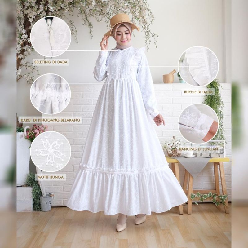 Jual GAMIS PUTIH POLOS / GAMIS PUTIH BERSIH / GAMIS KATUN PUTIH / GAMIS ...