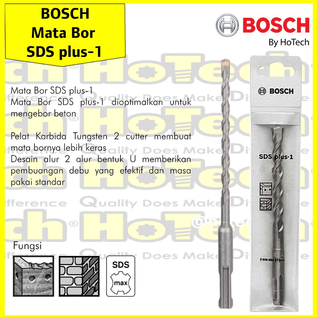 Jual Mata Bor Beton SDS Plus 8 mm | BOSCH | size 8 x 50 x 110 mm | Shopee Indonesia