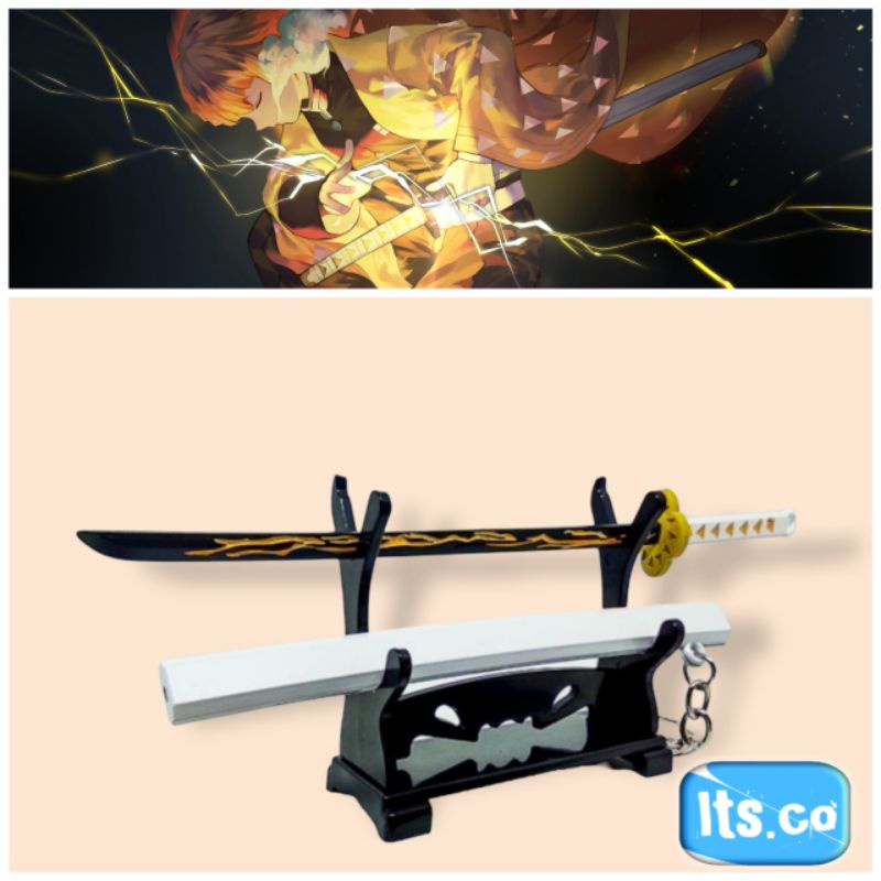 Jual ZONIME Keychain Pedang Zenitsu Agatsuma Miniatur Nichirin Anime ...