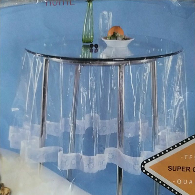 Jual Taplak meja Plastik Mika Bening Transparan Waterproof - Taplak Anti 6 8 Kursi | Shopee ...