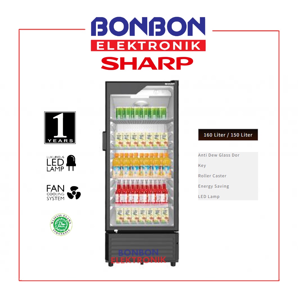 Jual Sharp Showcase Display Cooler 150L SCH 170 FS / SCH170FS / SCH ...