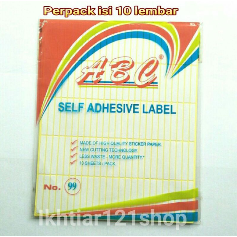 Jual 1 Pack Label Self Adhesive Stiker No 99 isi 10 lembar | Shopee ...