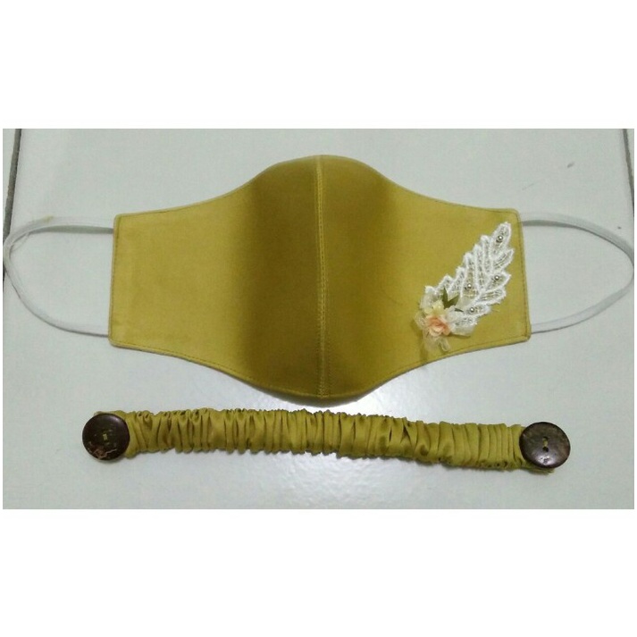 Jual MASKER SATIN WARNA KUNING LEMON PLUS HIASAN | Shopee Indonesia