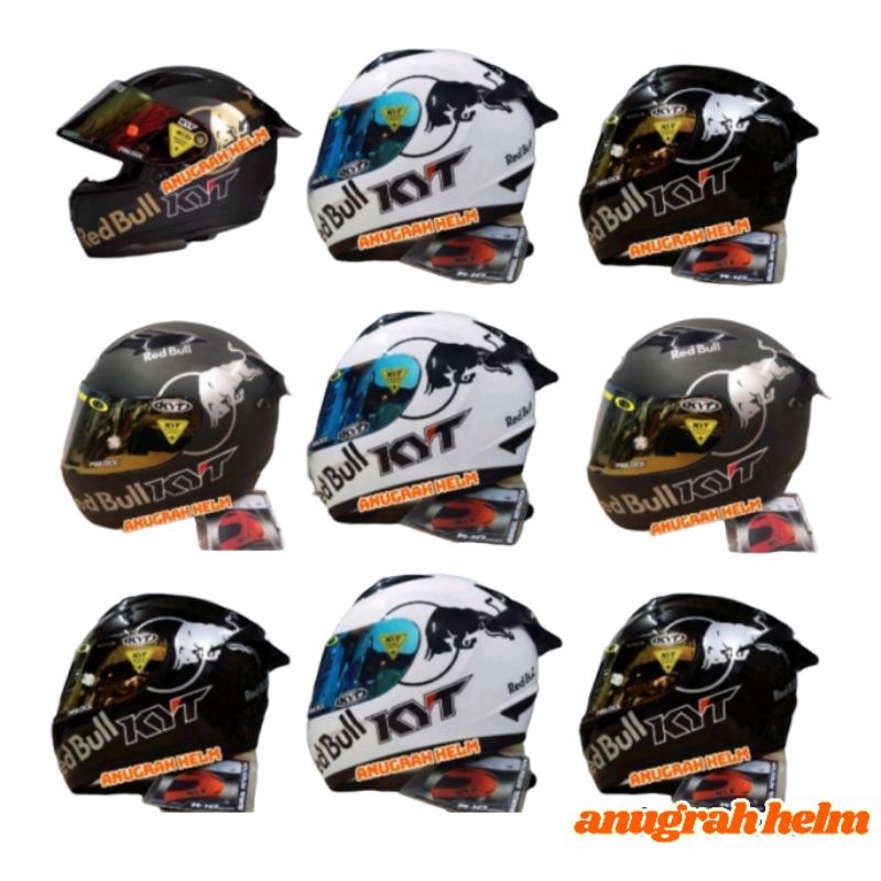 Jual HELM KYT R10 MODIF PAKET GANTENG REDBULL HELM FULLFACE SOLID BLACK ...