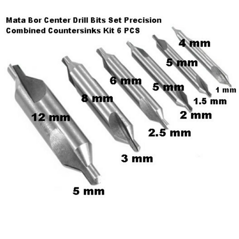 Jual Mata Bor HSS Centre Drill Bits Set Precision Countersink Kit 6 pcs ...