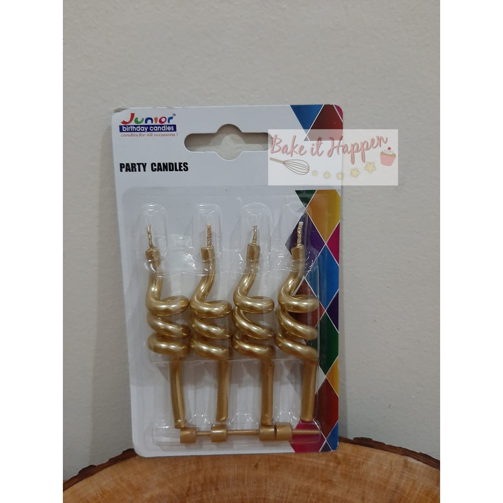 Jual LILIN ULANG TAHUN UNIK (CURLY METALLIC GOLD) | Shopee Indonesia