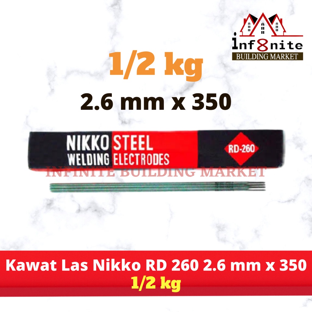 Jual Kawat Las Listrik Nikko Steel RD 260 Welding Electrode 2,6 mm 1/2 kg | Shopee Indonesia