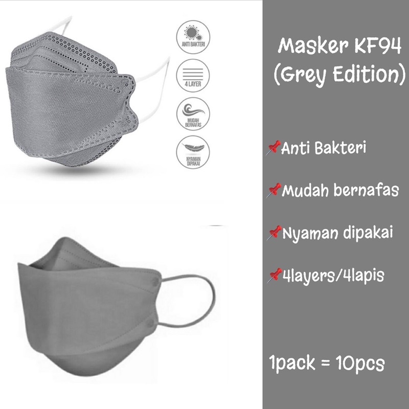 Jual [READY STOCK ️] Masker KF94 Abu Abu • Masker Earloop • Masker ...