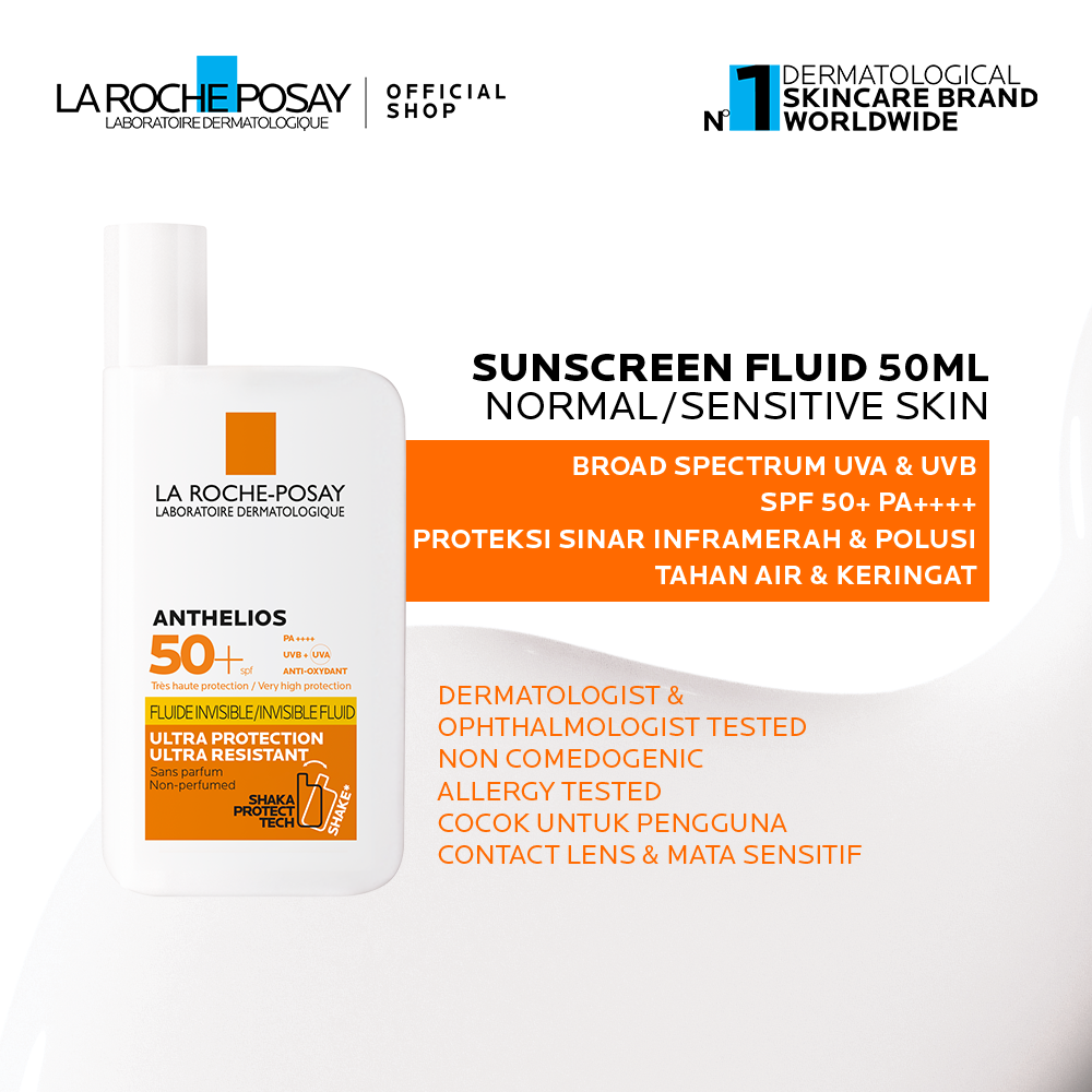 Jual La Roche Posay Sunscreen Anthelios Fluid SPF 50+ PA++++ 50ml ...