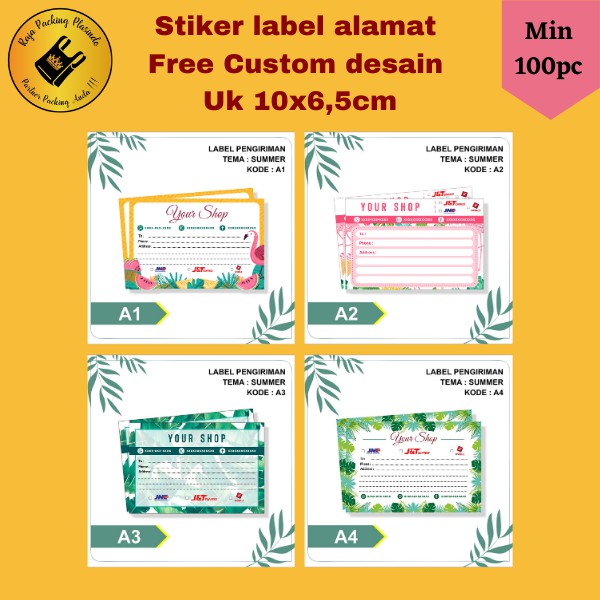 Jual FREE DESAIN!! Stiker label alamat pengiriman online shop Uk 10x6 ...