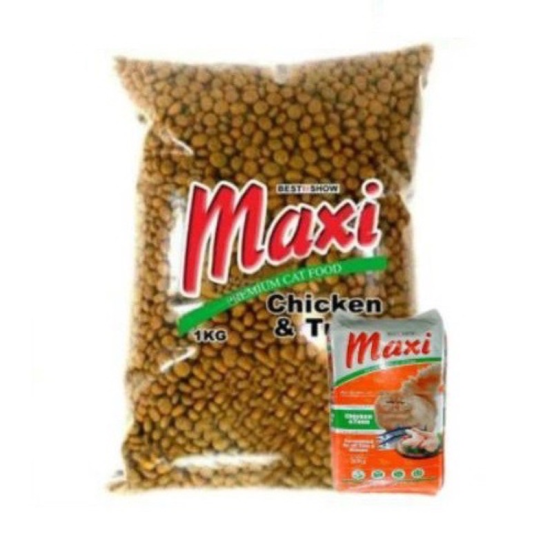 Jual DRY FOOD KUCING MAXI CAT FOOD CHICKEN TUNA repack 1kg kitten adult ...