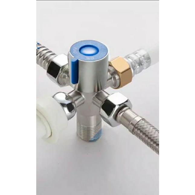 Jual Stop Kran T Cabang 3 Stainless 3042- Keran Shower Tee kloset valve ...