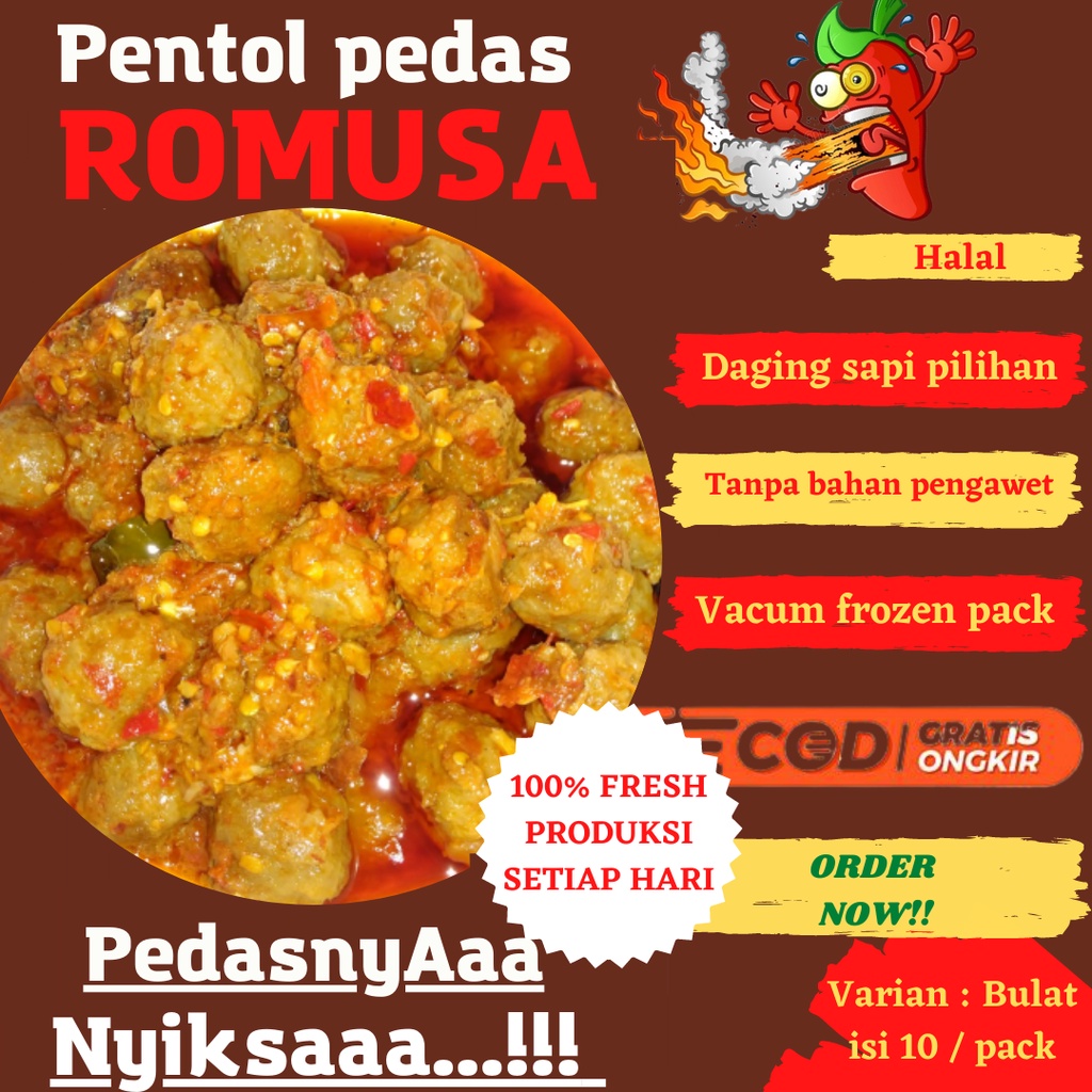 Jual Pentol Bulat Pedas ROMUSA (isi 10pcs) | Shopee Indonesia