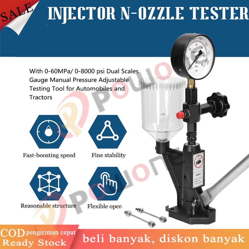Jual S60H Fuel Injector Nozel Tester dengan 0-60MPa/0-8000 psi Ganda ...