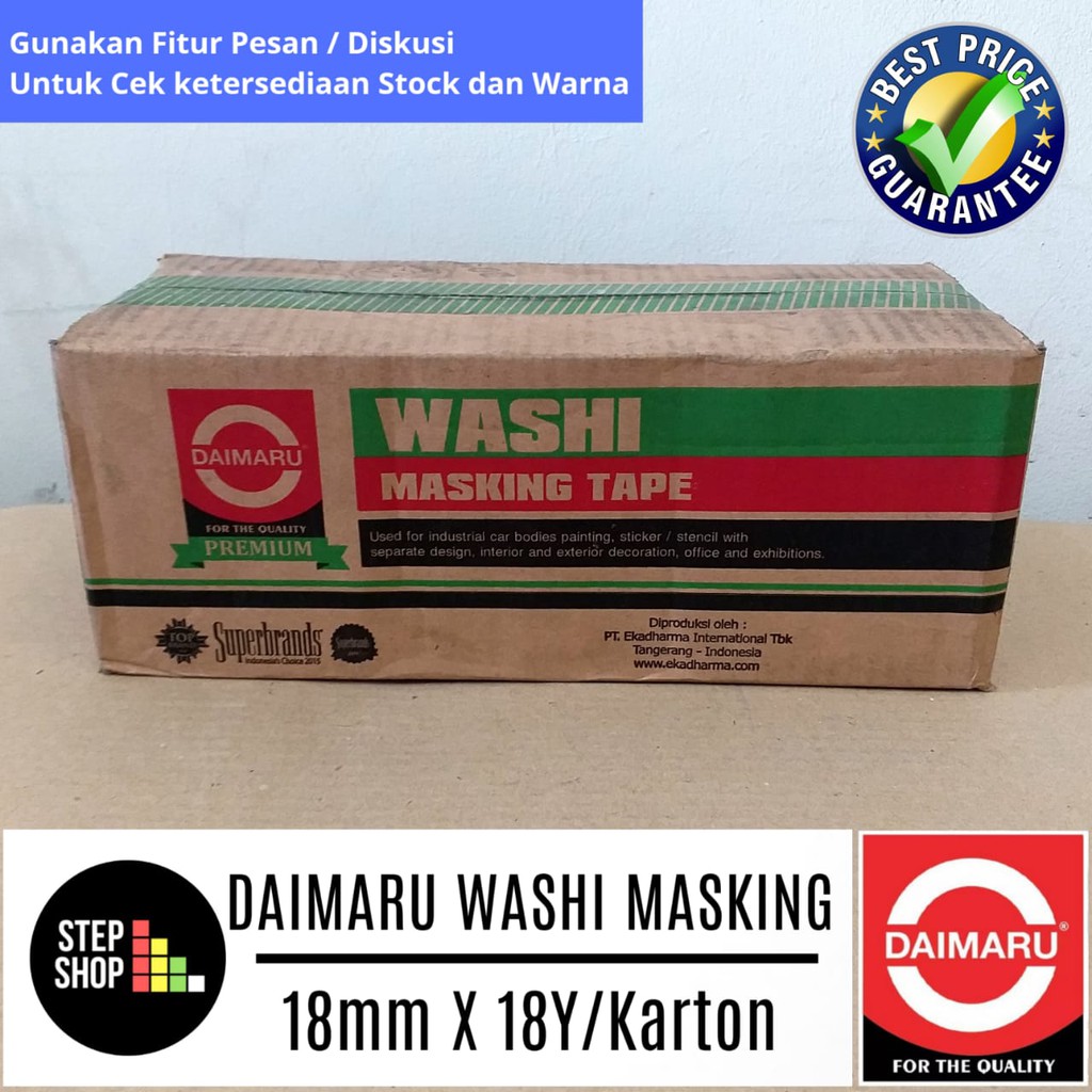 Jual DAIMARU WASHI MASKING - LAKBAN KERTAS HIJAU - 18mm X 18Y KARTONAN ...