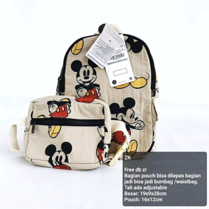Jual Tas Ransel Anak ZR Mickey Set Backpack + Waistbag / Kids Backpack ...