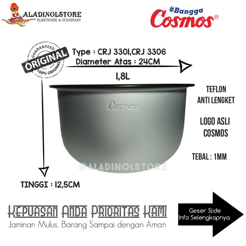 Jual Panci Teflon MagicCom COSMOS 1,8L untuk CRJ 3306,3301, dll ...