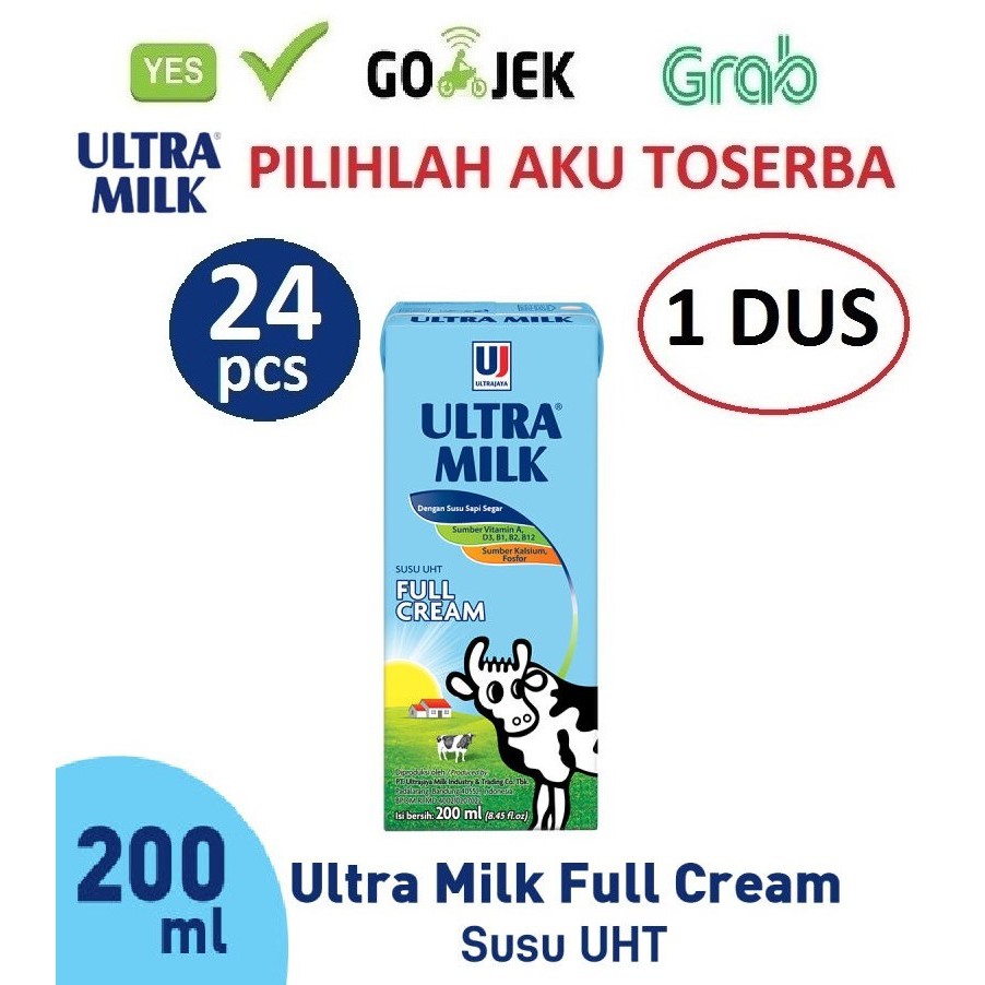 Jual Susu Ultra Full Cream 200 ml - 1 DUS ISI 24 pcs | Shopee Indonesia